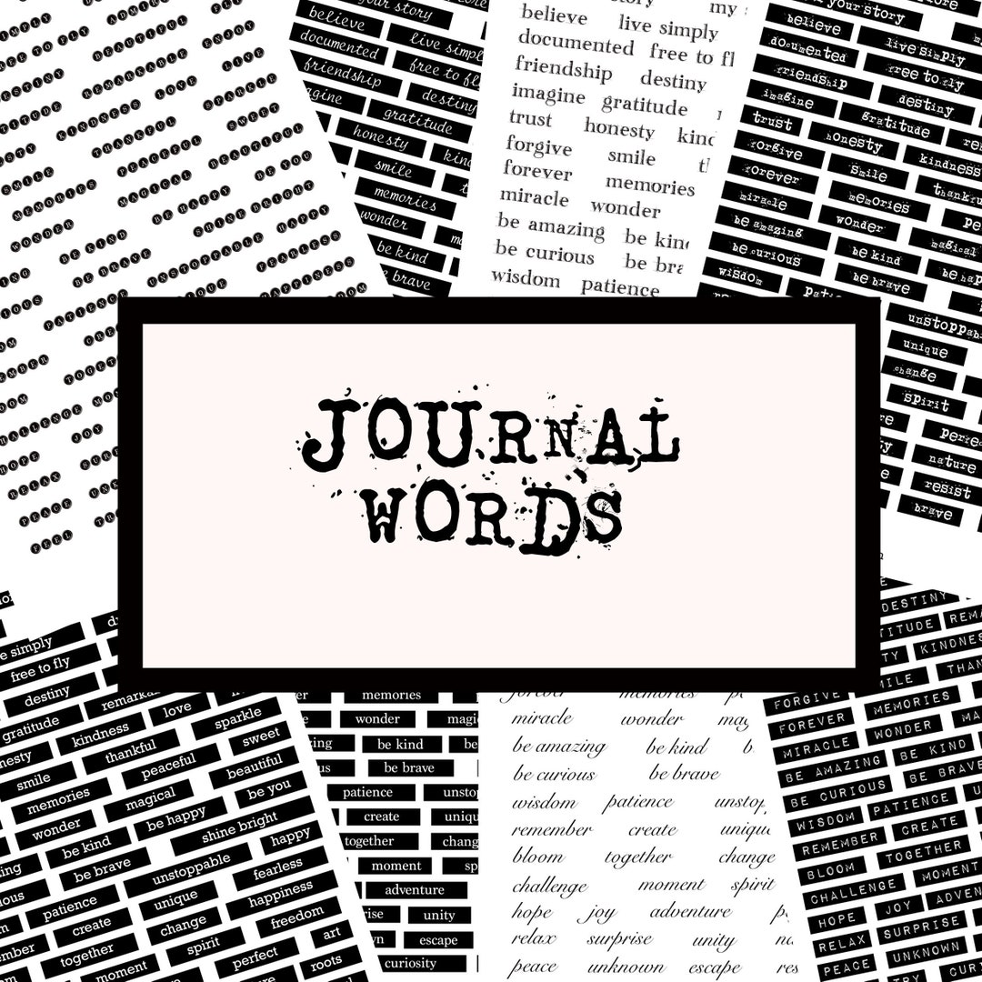 8 Printable Pages of Journal Words for Art Journal, Junk Journal, Mixed ...