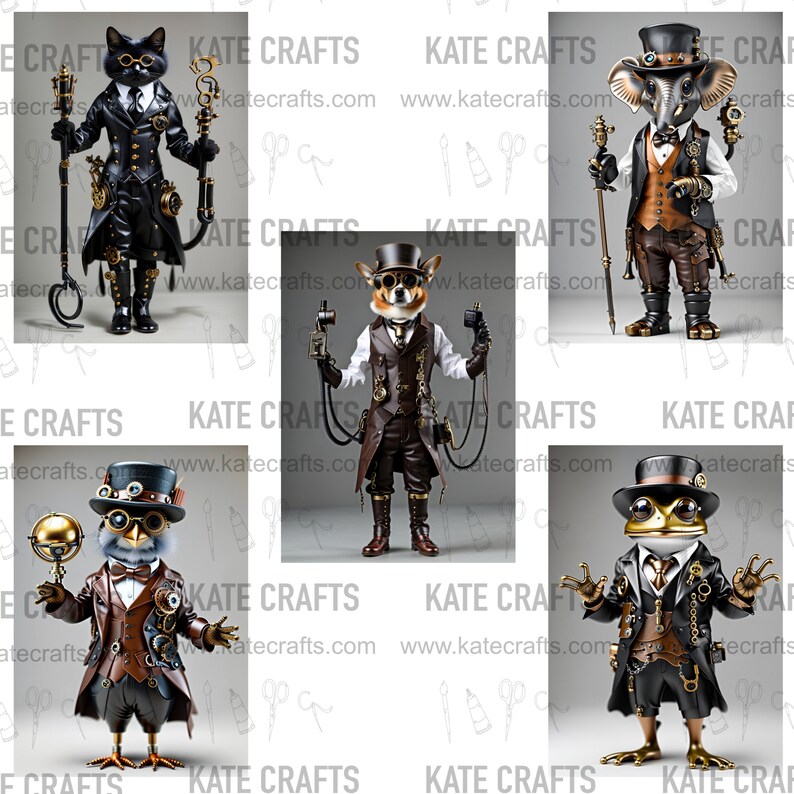 STEAMPUNK ANIMALS 10 AI Images for Paper Crafting, Steampunk, Steampunk ...