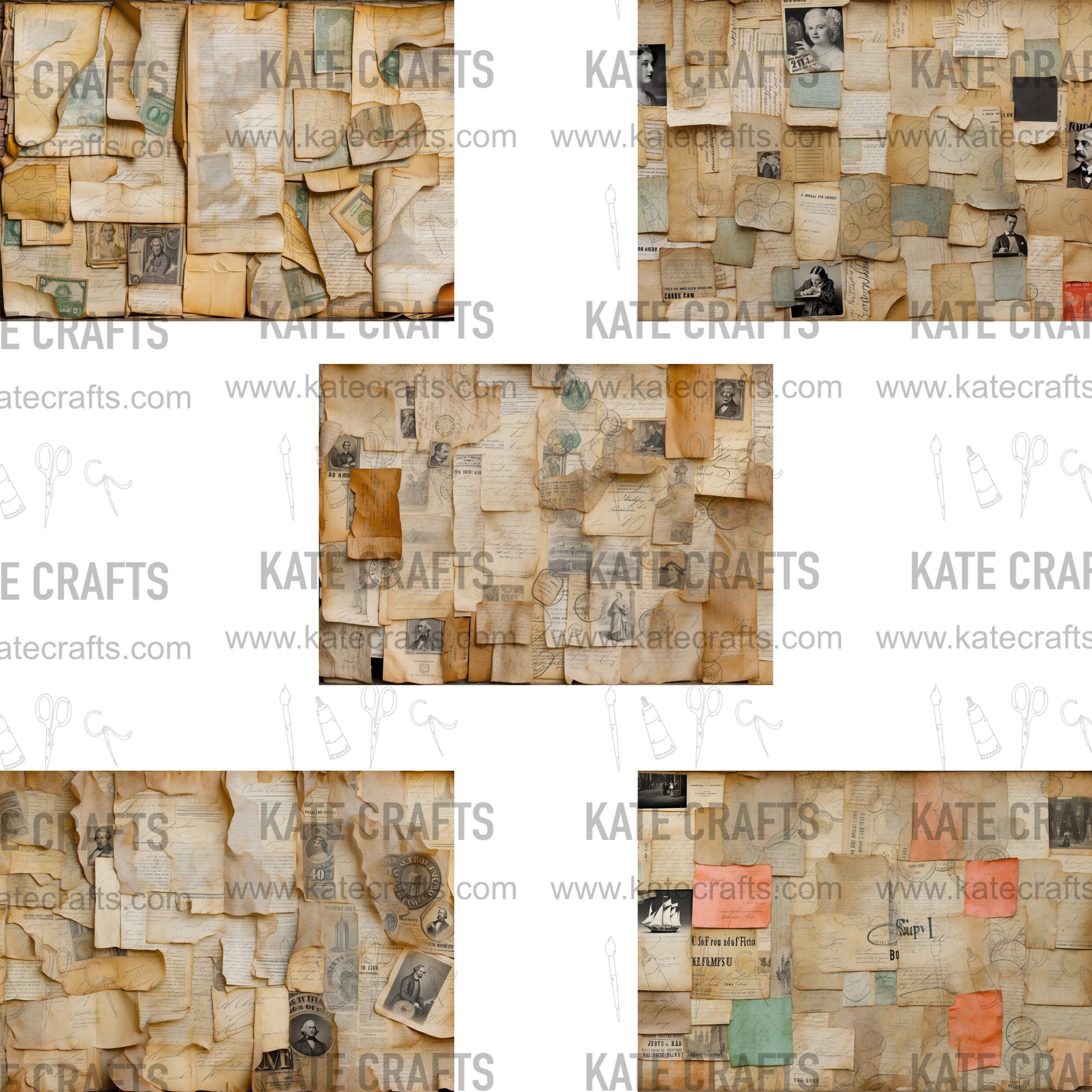 TEARED Paper COLLAGE Pages , 20 JPG Digital Junk Journal Printable ...