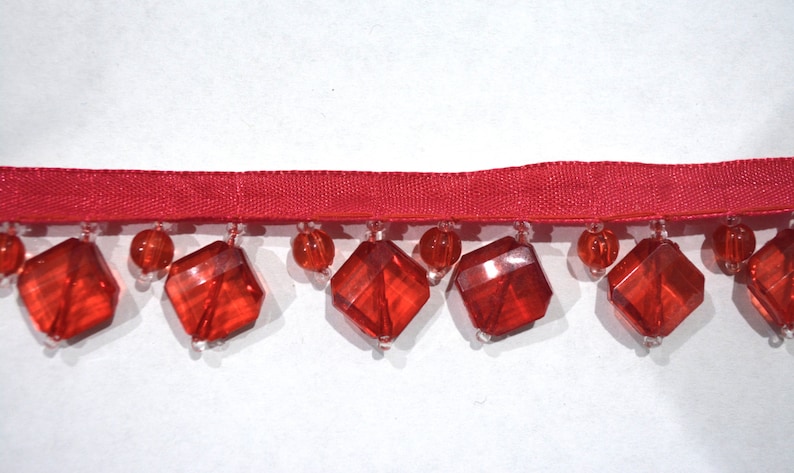 Beaded Trim by the Yard,red Beaded Trim,upholstery Trim,lampshade Trim ...