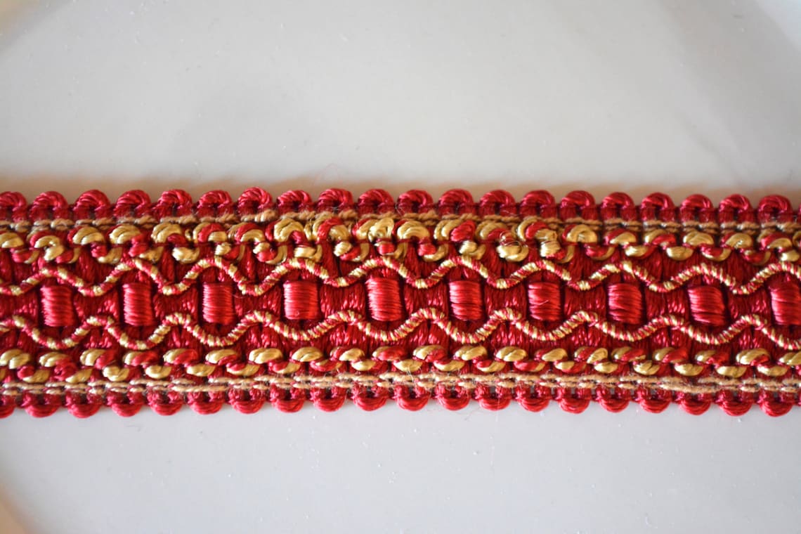Ribete de borde rojo, ribete trenzado rojo, cinta de tapicería, cinta ...