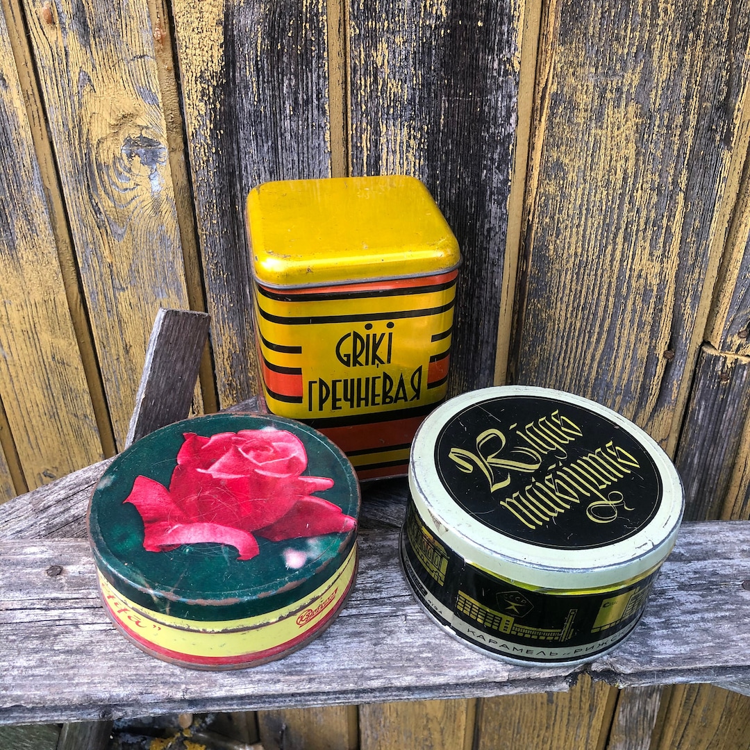 3 Vintage Tin Boxes, Vintage Metal Box, Vintage Kitchen Decor - Etsy