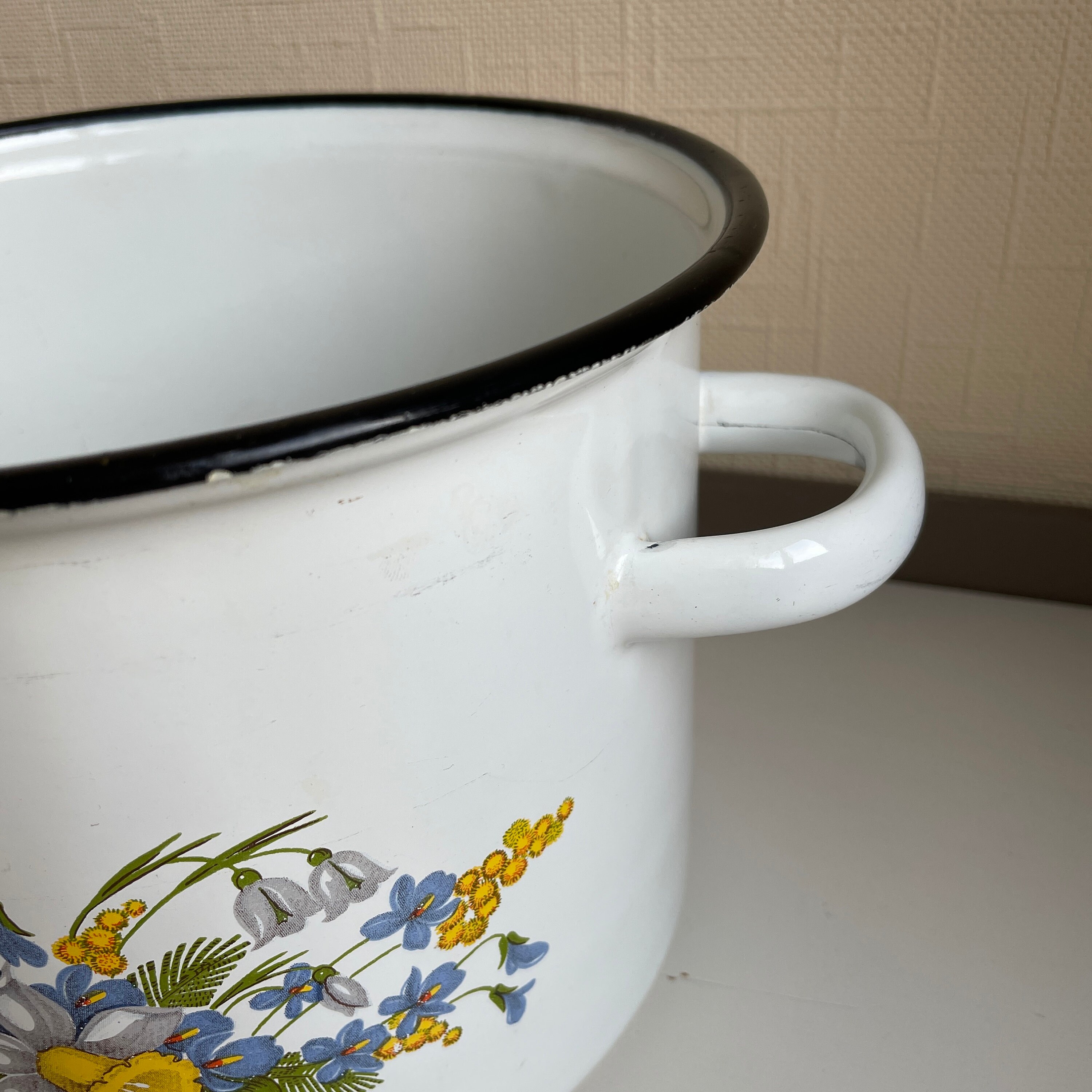 Vintage Enamel Pot With Flowers Rustic Russian Retro Dish - Etsy