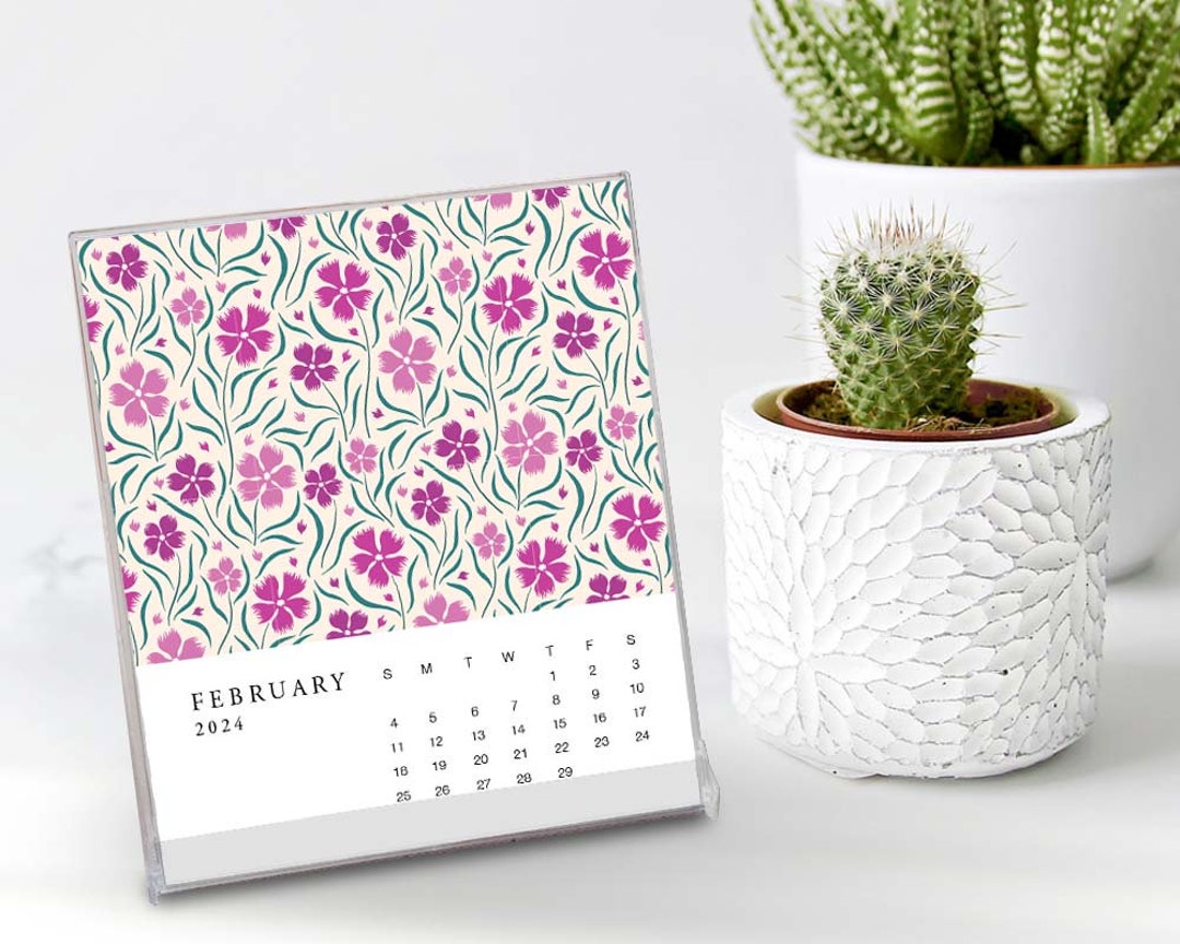 2024 Zoey Floral Printable Desk Calendar. Fits Jewel Case CD or Can Be ...