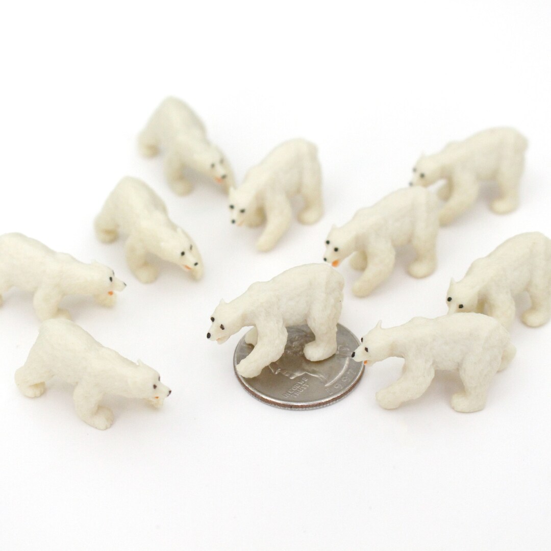 Set of Miniature Polar Bears - Mini Polar Bear Terrarium Supplies Teeny ...
