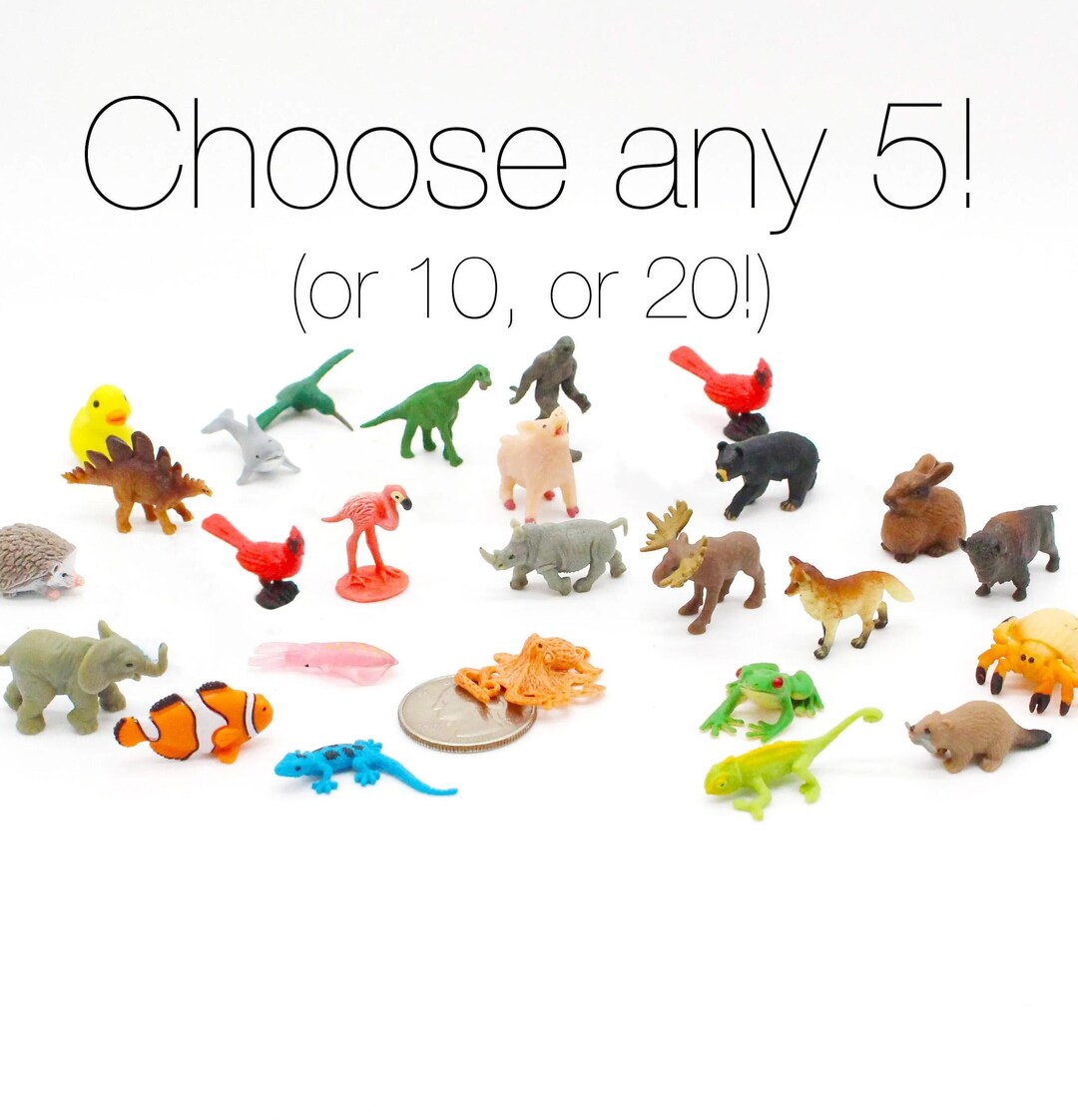 Set of Miniature Animals - Choose Any Set Terrarium Supplies Teeny Tiny ...