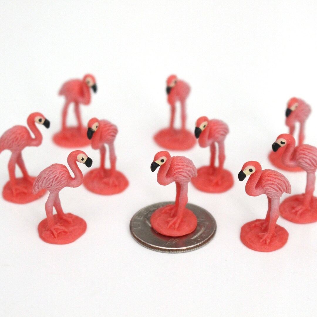 Set of Miniature Flamingos - Mini Flamingo - Terrarium Supplies - Teeny ...