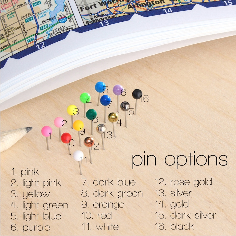 12 Mini Wood Custom Colored Map Pins Map Markers Push Pins | Etsy