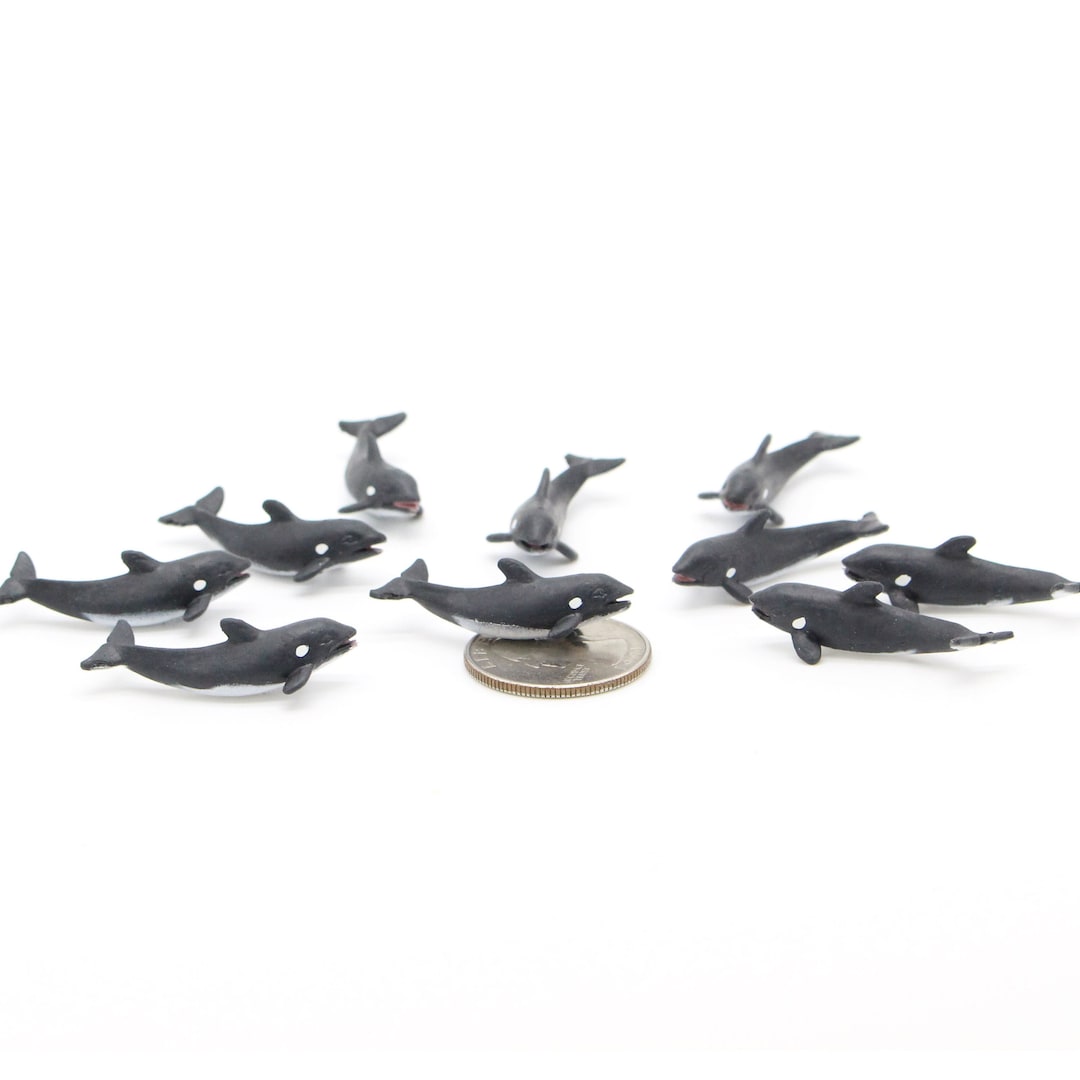 Set of Miniature Orcas- Mini Orca - Terrarium Supplies - Teeny Tiny ...