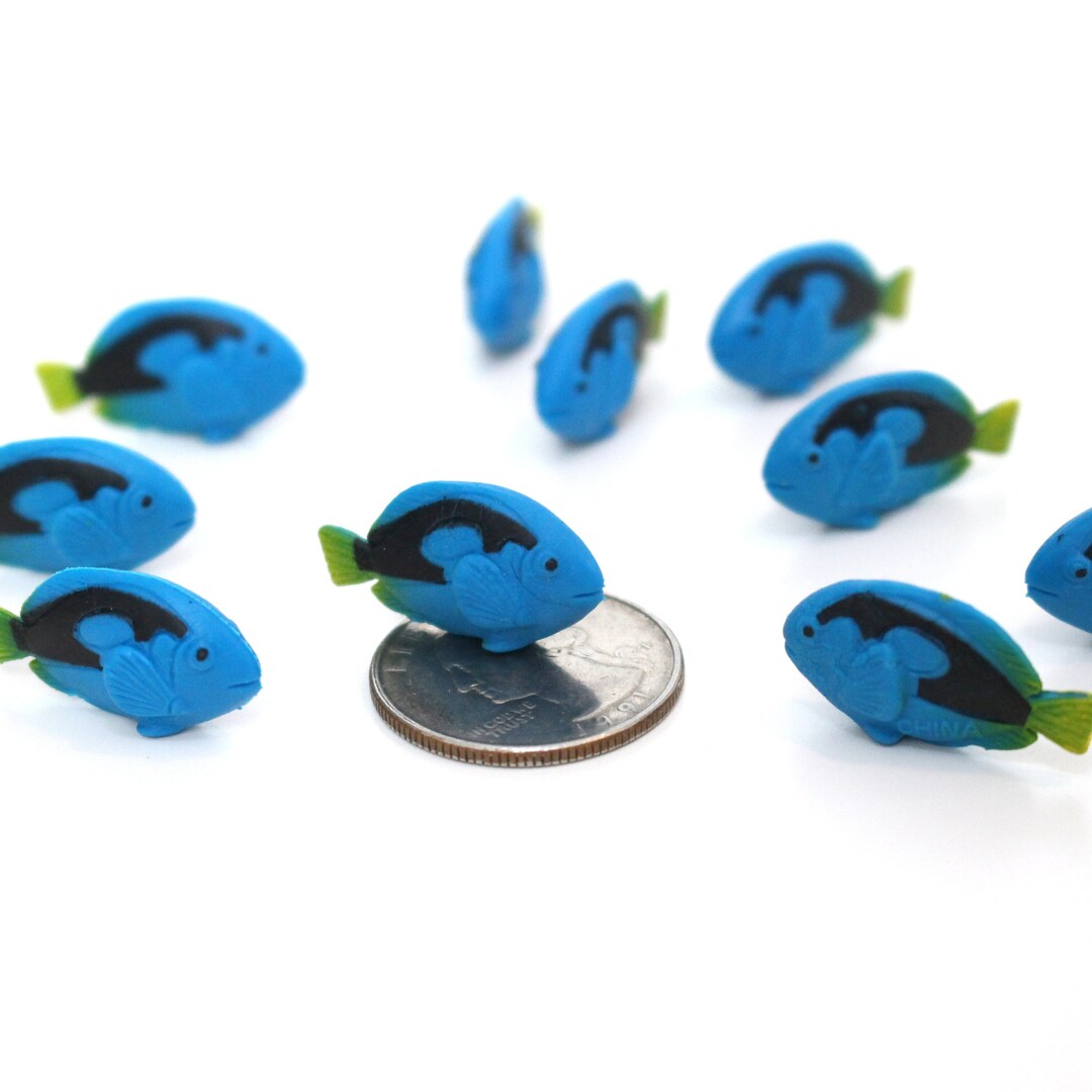 Set of Miniature Fish - Mini Blue Tangs - Dory - Terrarium Supplies ...