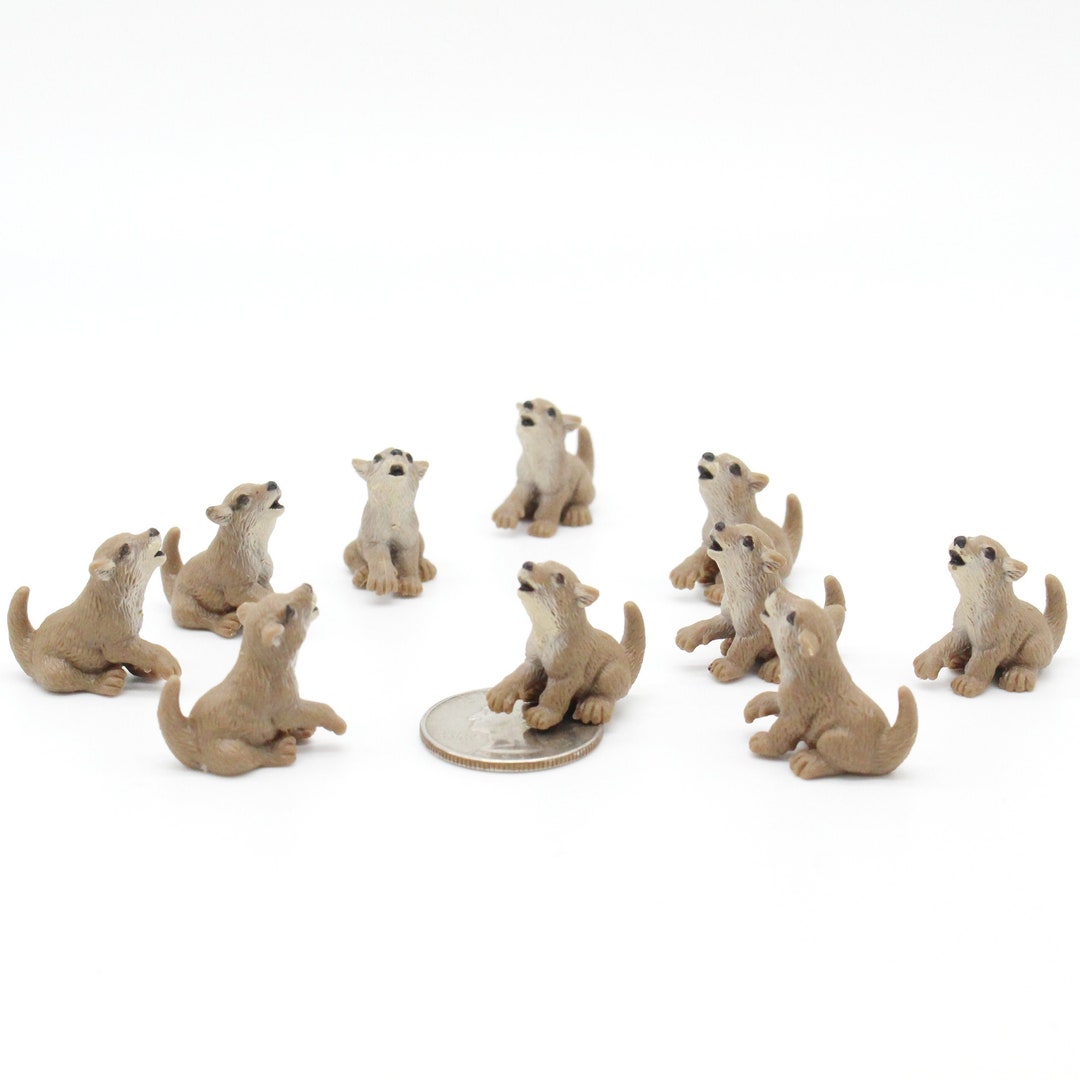 Set of Miniature Wolves - Mini Wolf Cubs - Terrarium Supplies - Teeny ...