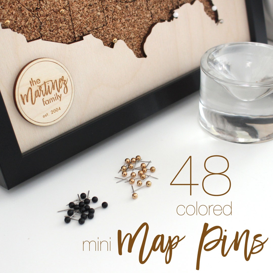 48 Mini Plastic Head Colored Map Pins Push Pins Gold Silver - Etsy
