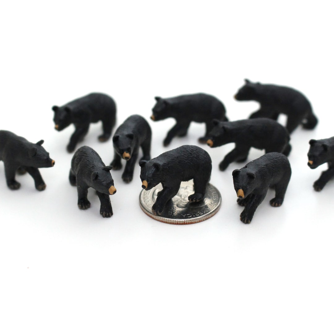 Set of Miniature Bears - Mini Black Bears - Terrarium Supplies - Teeny ...