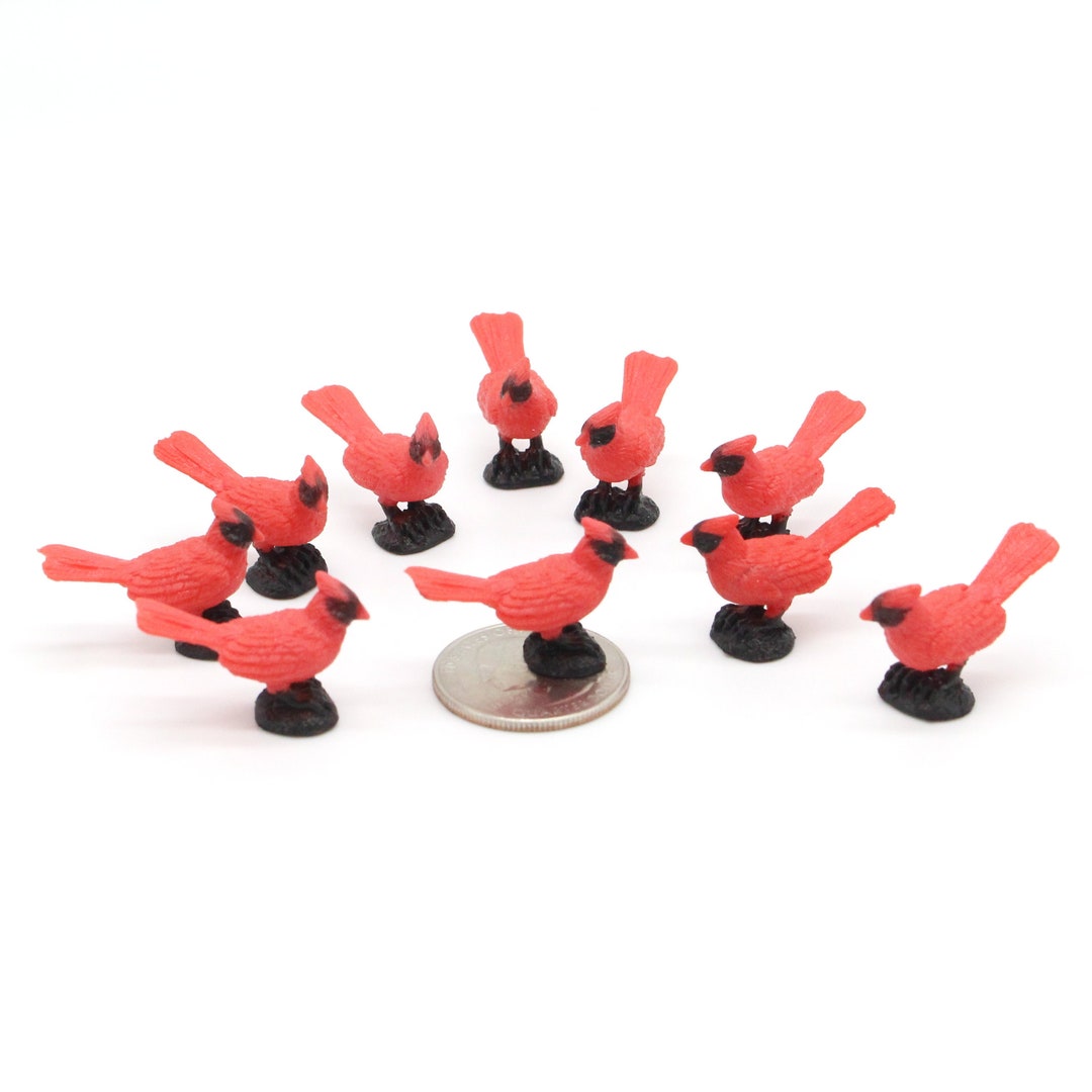 Set of Miniature Cardinals - Mini Bird - Terrarium Supplies - Teeny ...