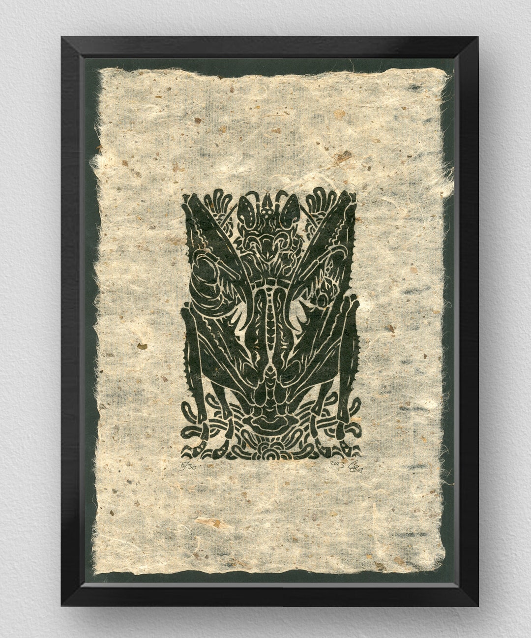 MANTIS Guardian: Original Lino-print Artwork Edition of 30 insect Art ...