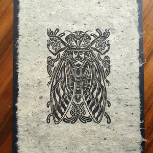 Art Print ~ CICADA Guardian ~ Original Lino-cut, Signed Edition - Etsy
