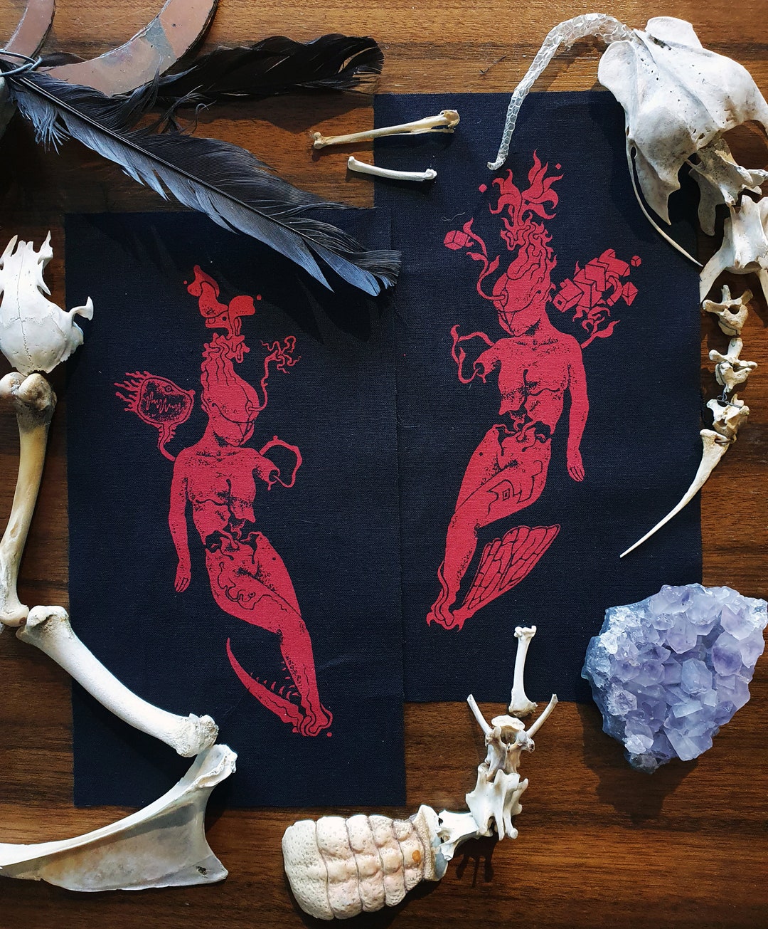 Sew-on Patch DEMON TWINS: Red Version crust Patch,gothic Accessories ...