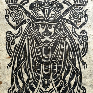 Art Print ~ CICADA Guardian ~ Original Lino-cut, Signed Edition - Etsy