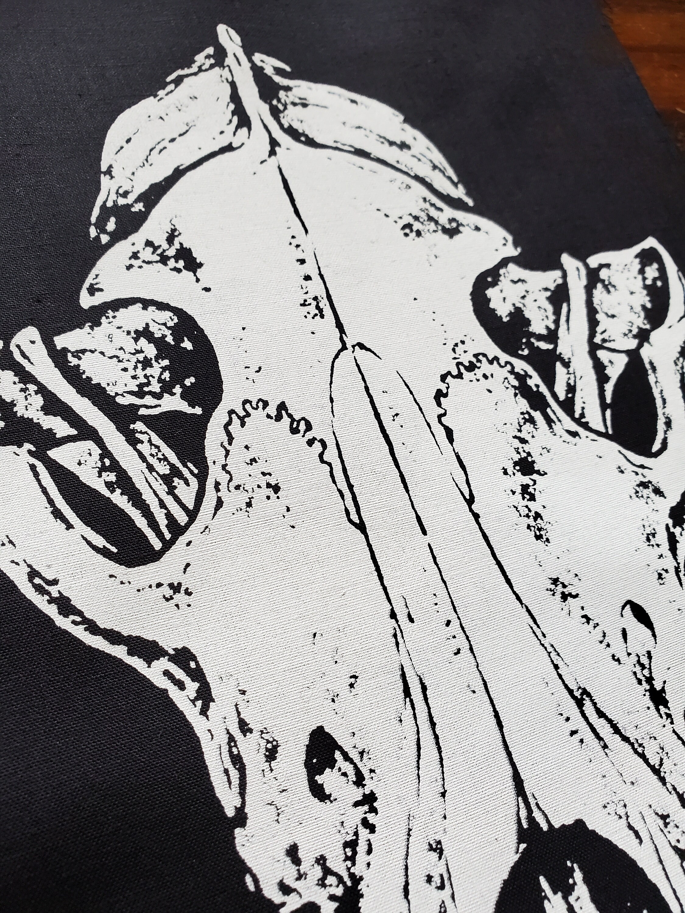 Sew-on Back-patch ~ WOLF SKULL ~ Punk Fashion, Hand Printed Lightweight ...