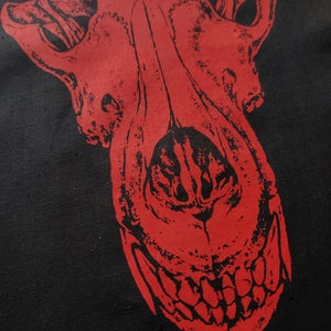 Sew-on Back-patch ~ WOLF SKULL ~ Punk Fashion, Hand Printed Lightweight ...