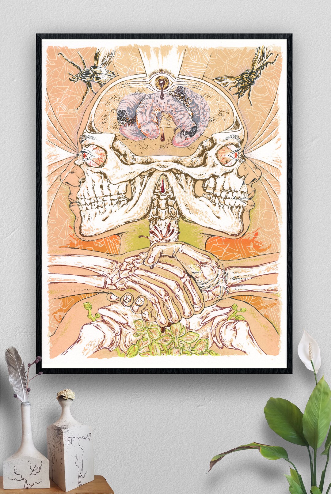 Art Print JUSTICE Sepia Screen-print ~psychedelic,portrait,ancient Gods ...