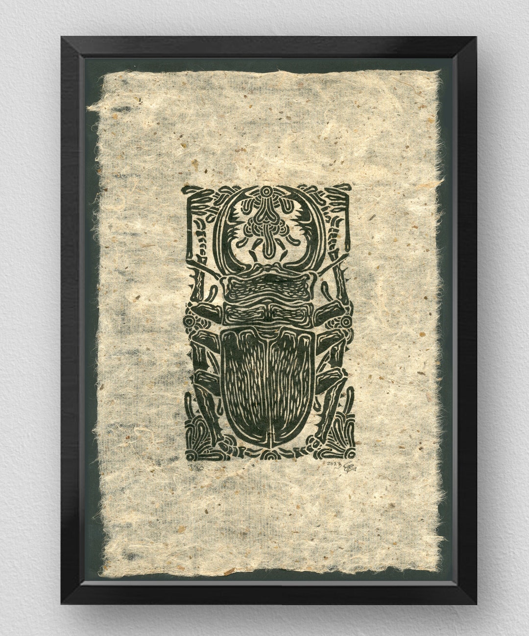 STAG BEETLE Guardian: Original Lino-print Artwork Edition of 30 insect ...