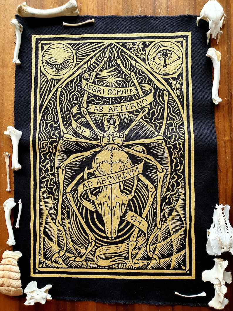 Arcane Back-patch: Woodblock Hand-printed Cotton, Medieval Design ...