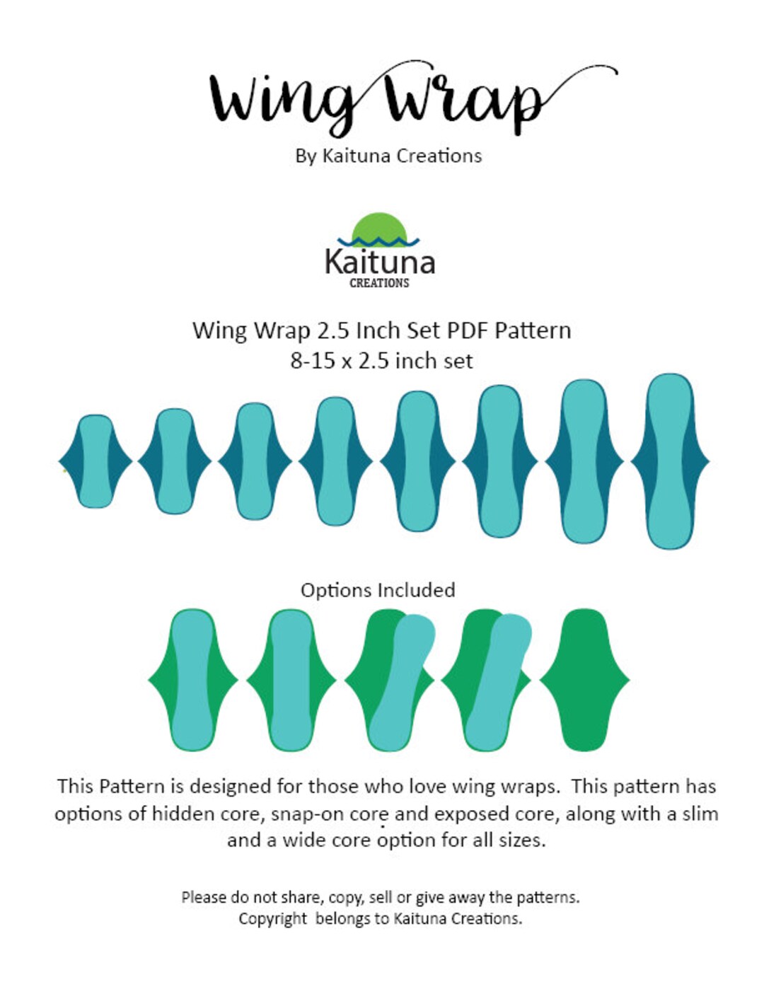 Wing Wrap, 8-15 X 2.5 Inches, PDF Pad Pattern Set, Kaituna Creations - Etsy