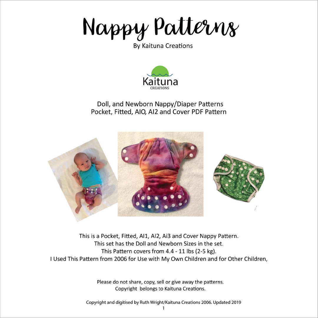 Doll and Newborn Nappy/diaper Pattern, PDF Multi Nappy Pattern Set ...