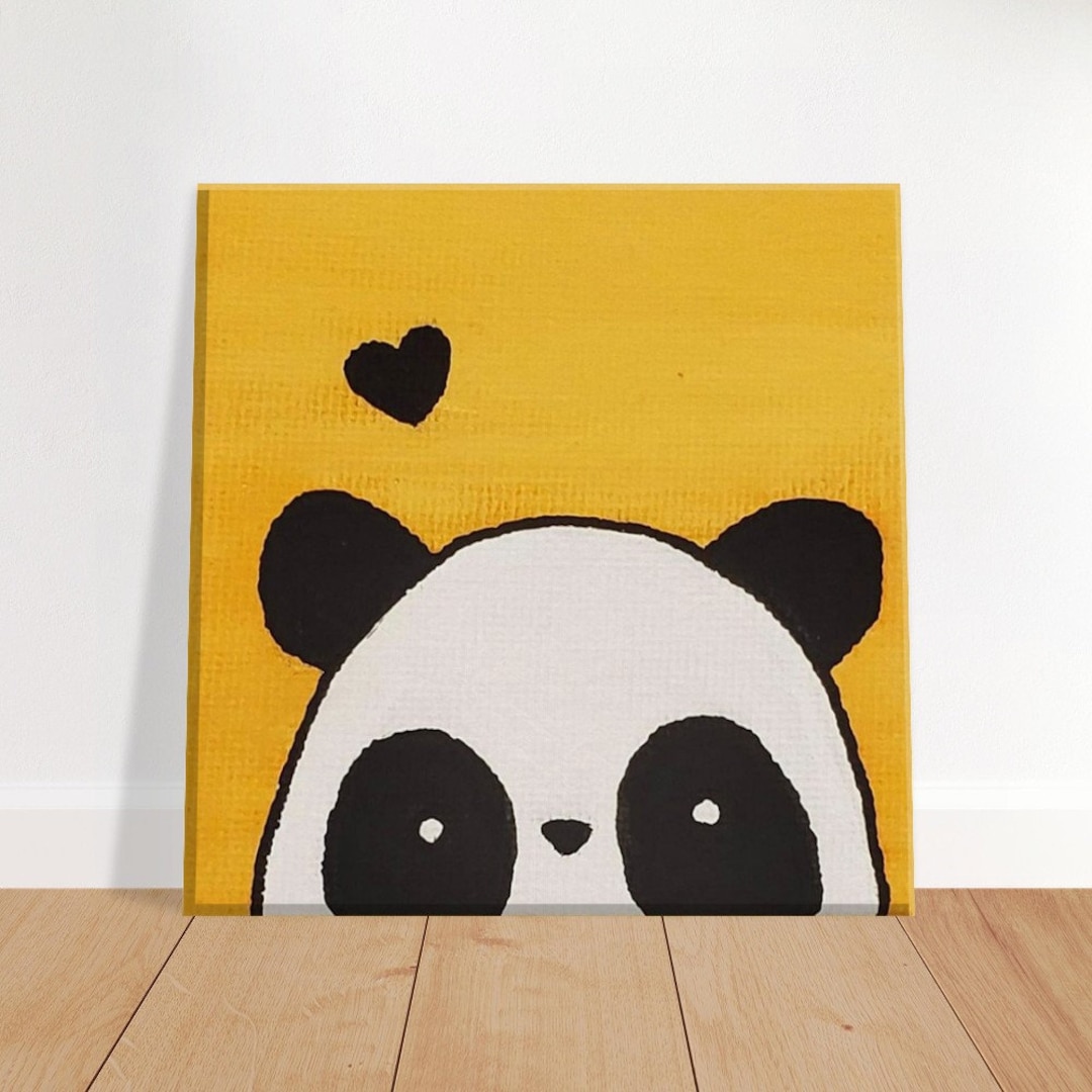 Cute Panda With Sunset Background | Hand Painted Canvas Print | Nursey ...