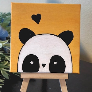 Cute Panda | Small Canvas With Easel | Hand Painted | Small Painting ...