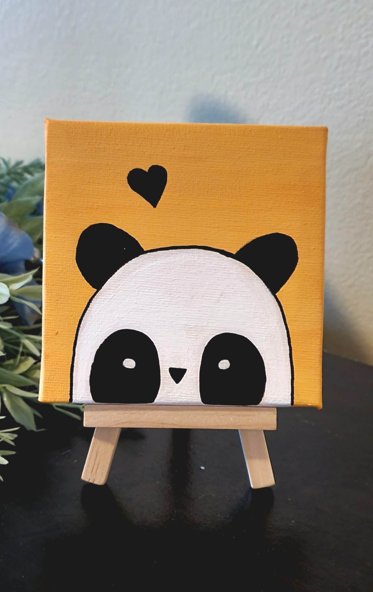 Cute Panda | Small Canvas With Easel | Hand Painted | Small Painting ...