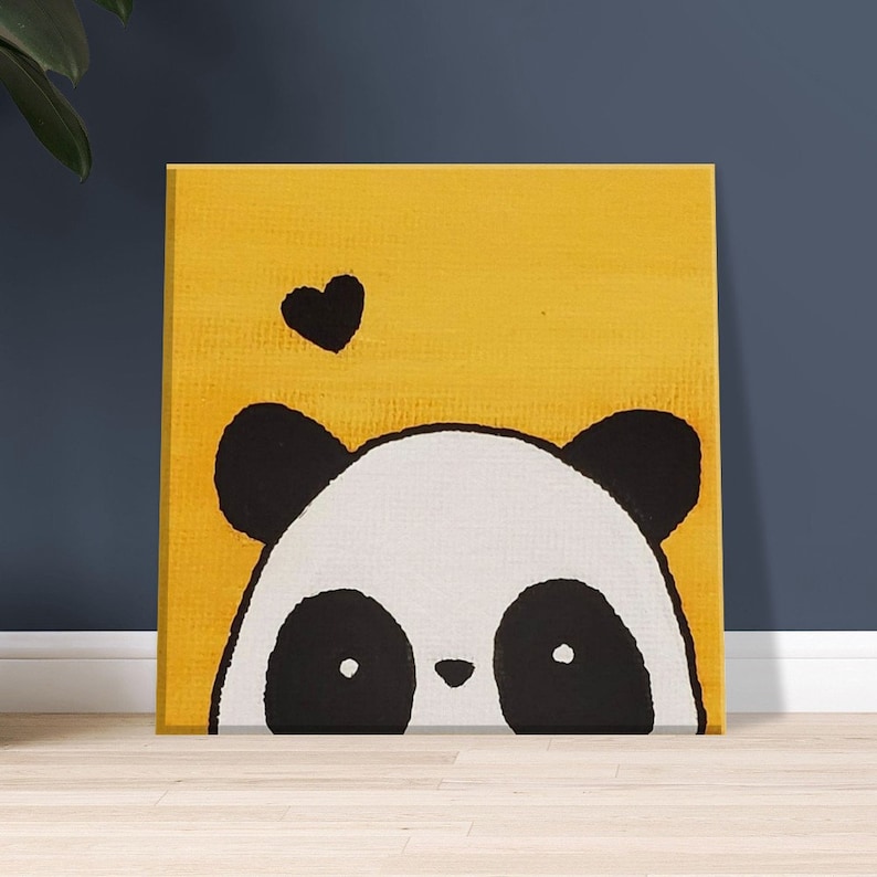 Cute Panda With Sunset Background | Hand Painted Canvas Print | Nursey ...