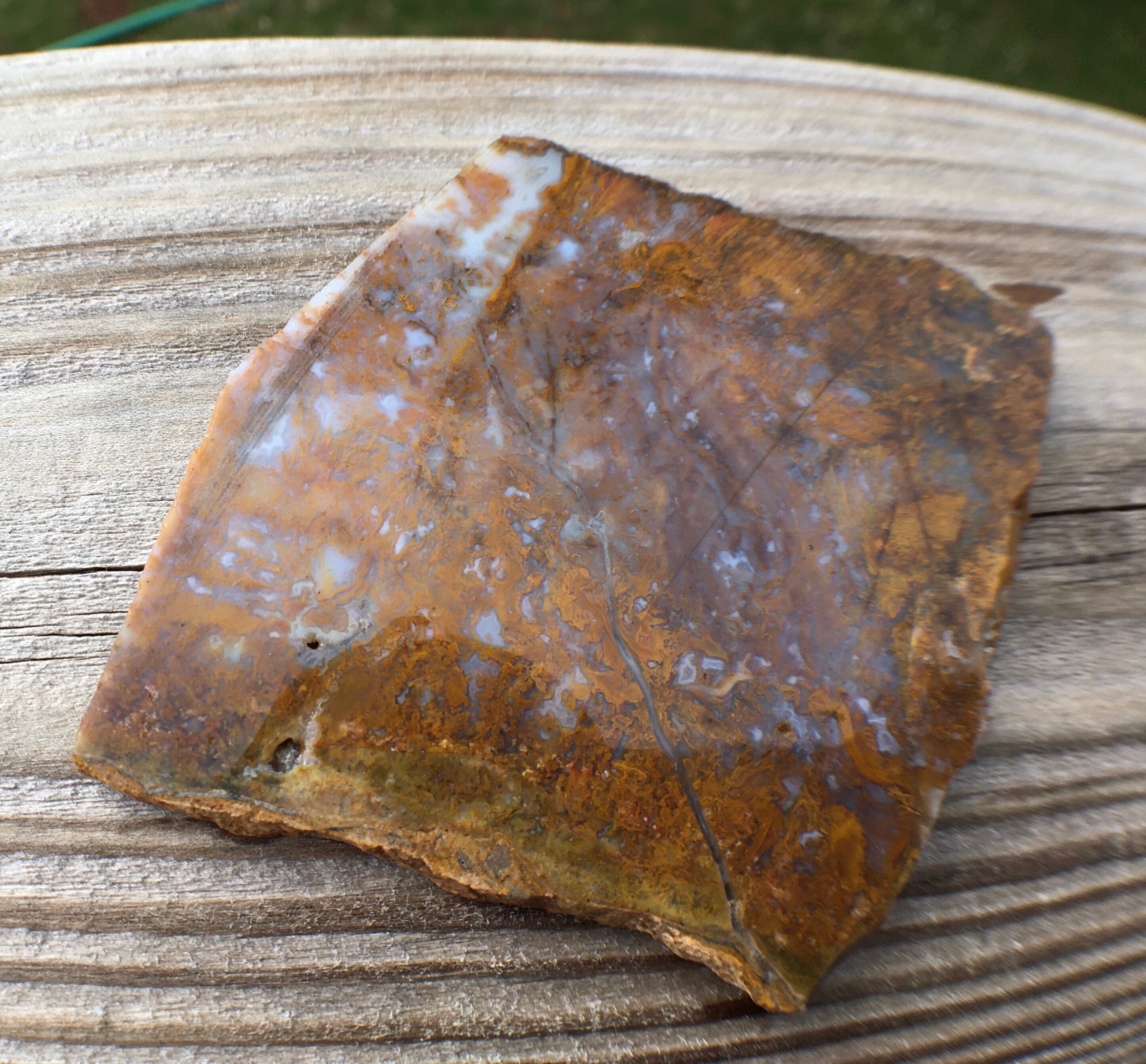 Orange Moss Agate Slab White Fortification With Small Bands Stone for Jewelry Wire Wrap or ...