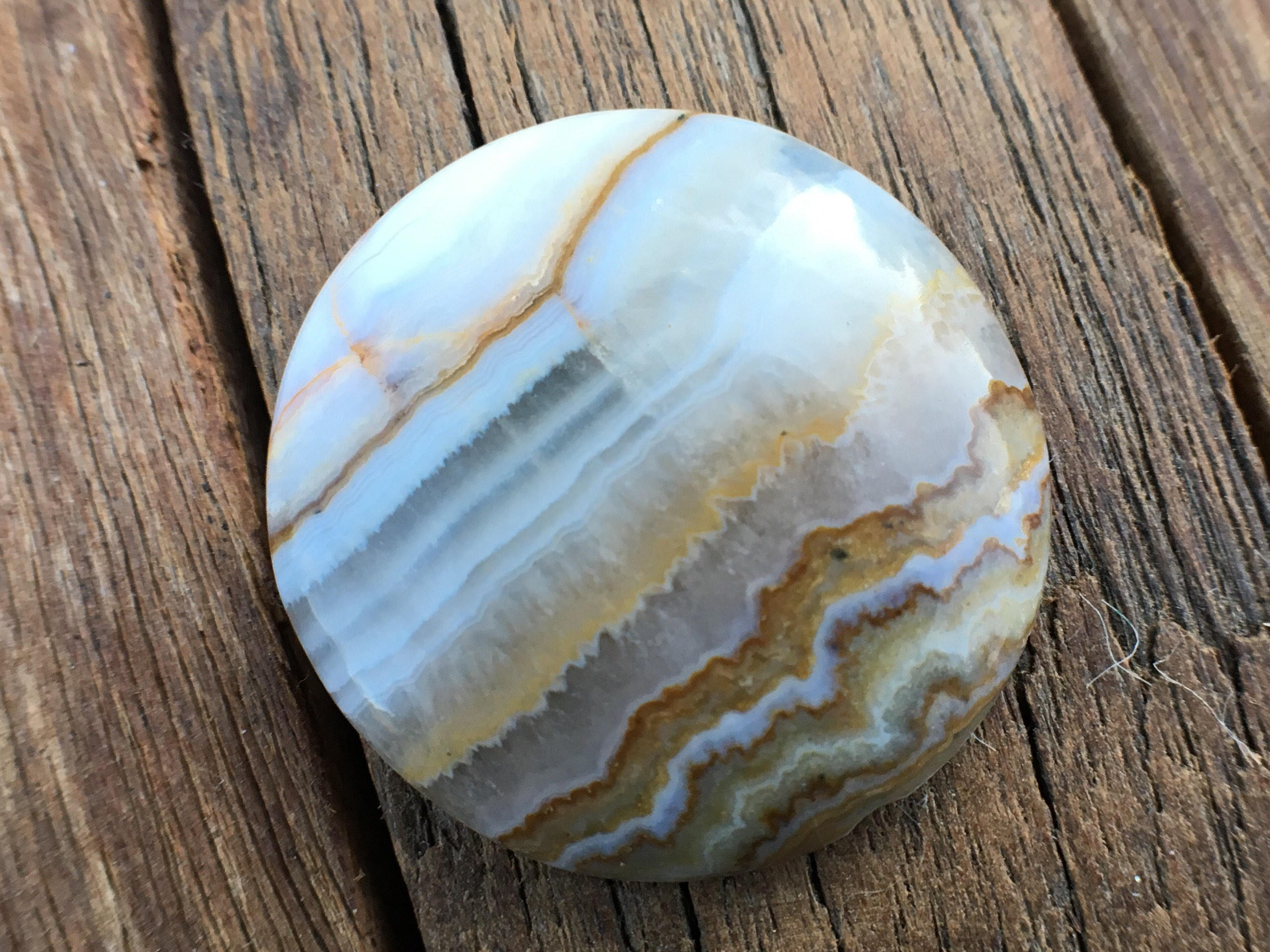 Medium Large Banded Onyx Round Cabochon With Tan White Brown and Clear ...