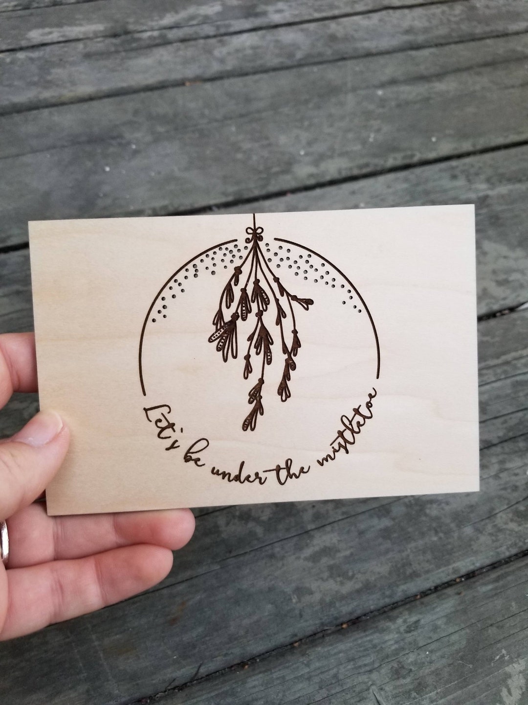 Mistletoe Holiday Wood Card: Laser Cut Christmas Love Card - Etsy