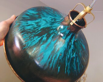 Industrial Lighting , Copper Lamp ,patina Light Fixture ,rustic ...