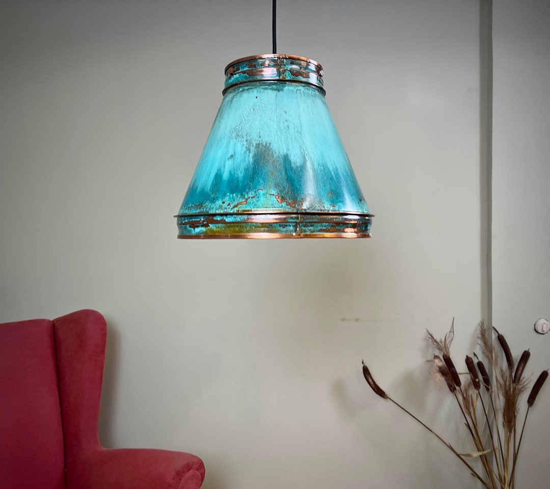 Industrial Lighting Copper Lamp patina Light Fixture - Etsy