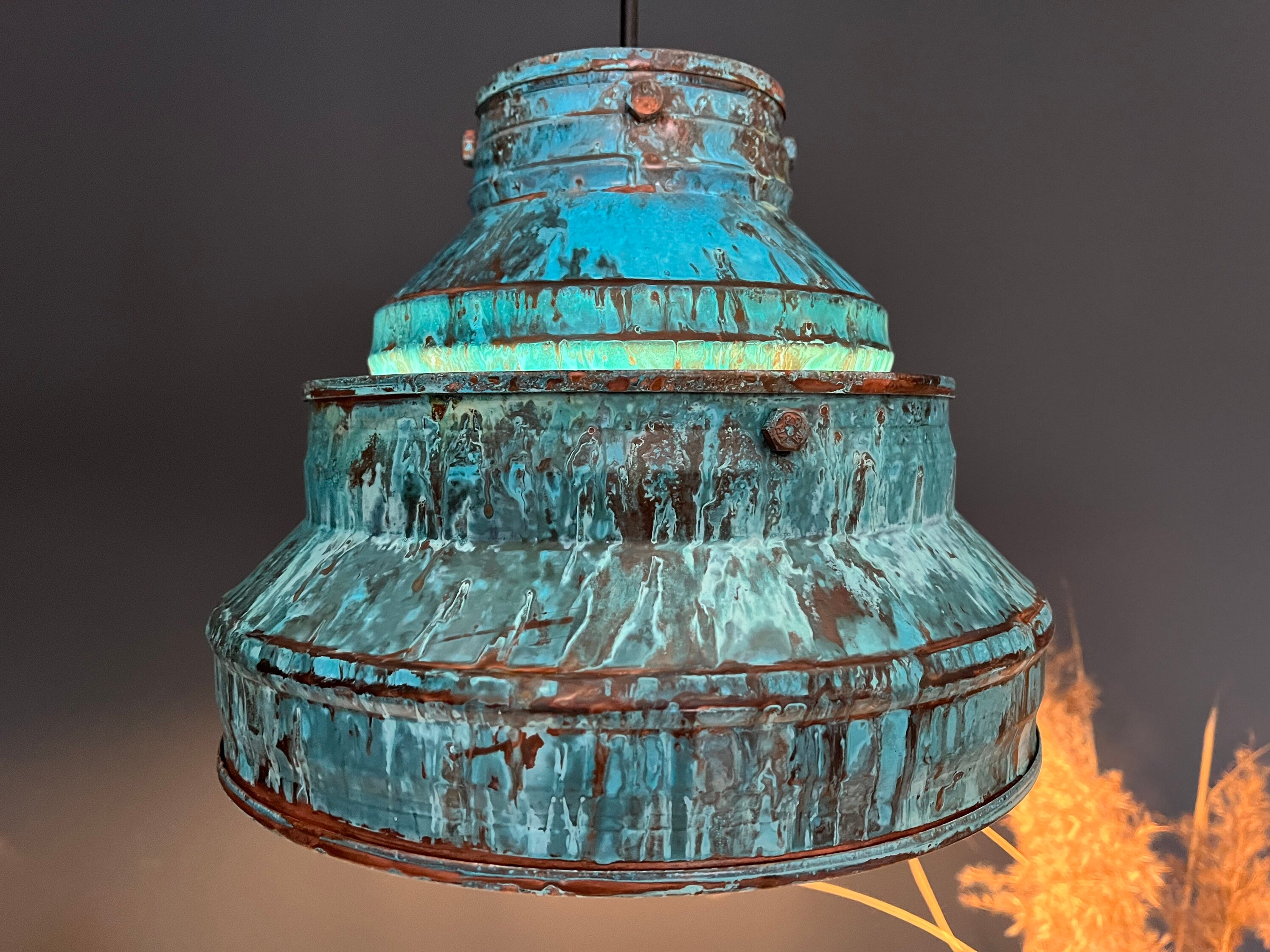 Industrial Lighting Copper Lamp patina Light Fixture | Etsy