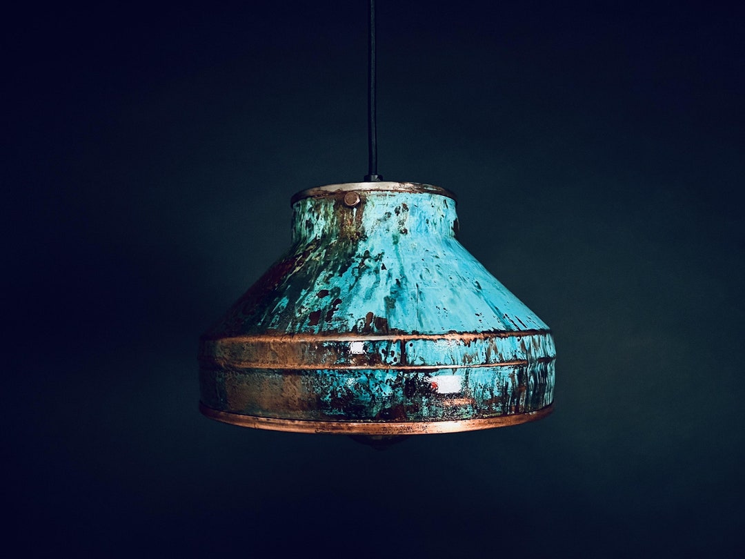 Industrial Patina Copper Pendant Light Fixture - Etsy