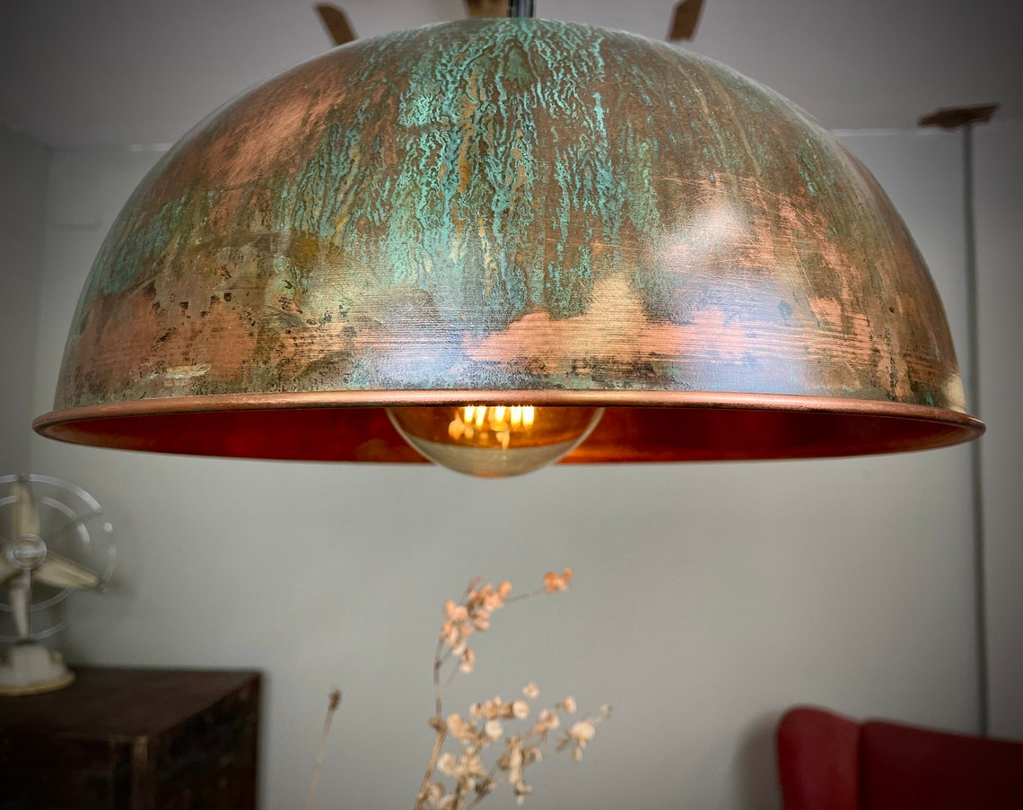 Industrial Lighting Copper Lamp patina Light Fixture - Etsy