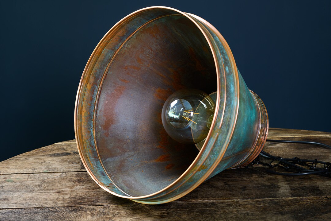 Industrial Lighting , Copper Lamp ,patina Light Fixture ,rustic ...