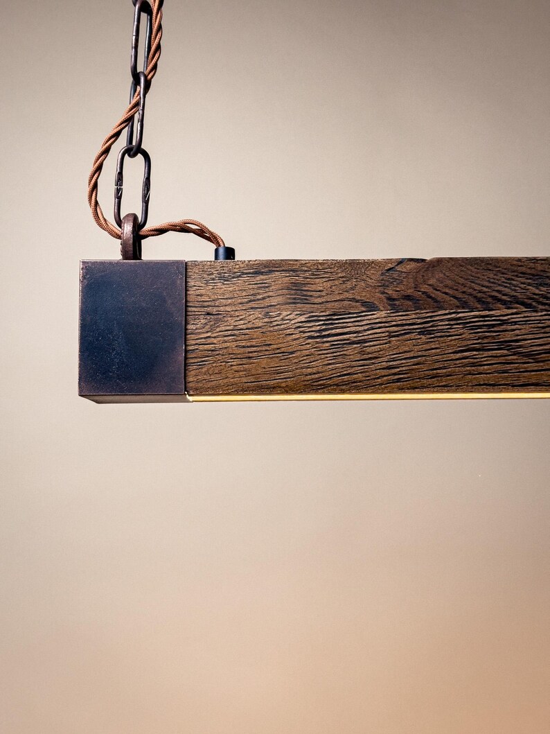 Handmade Oak Wood LED Pendant Light, Rustic Farmhouse Chandelier - Etsy