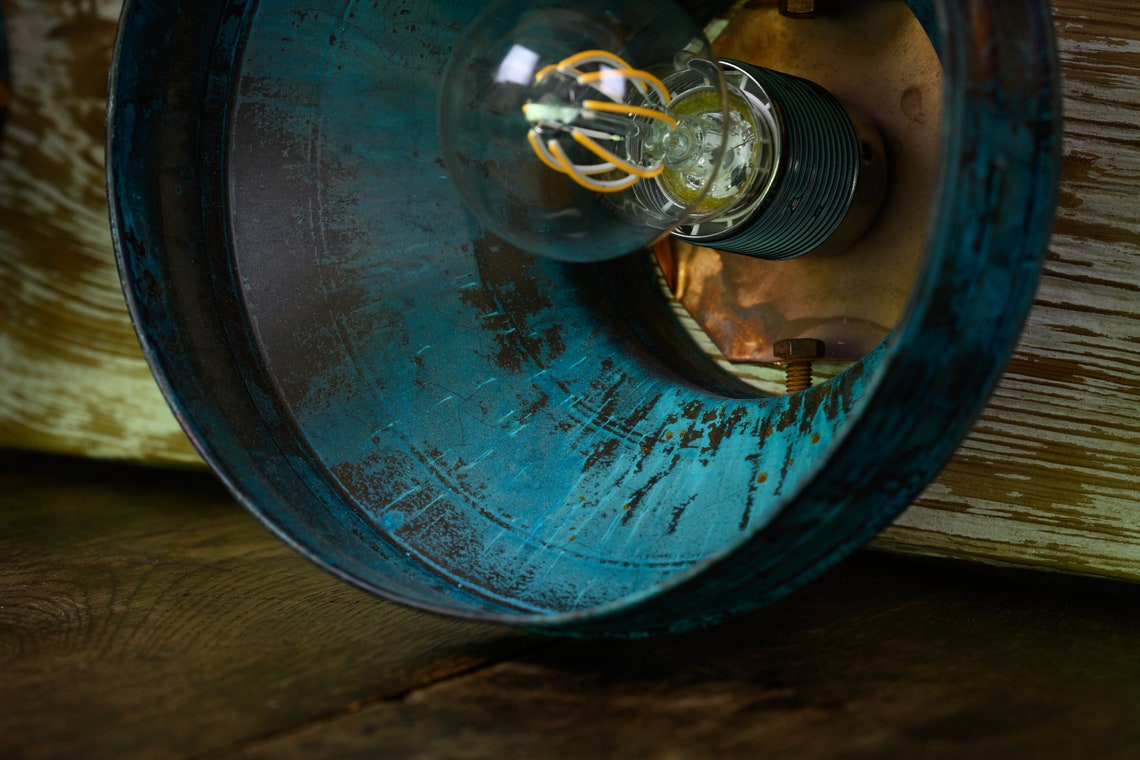Industrial Lighting Copper Lamp patina Light Fixture - Etsy