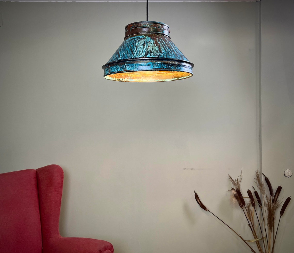 Industrial Lighting Copper Lamp patina Light Fixture - Etsy