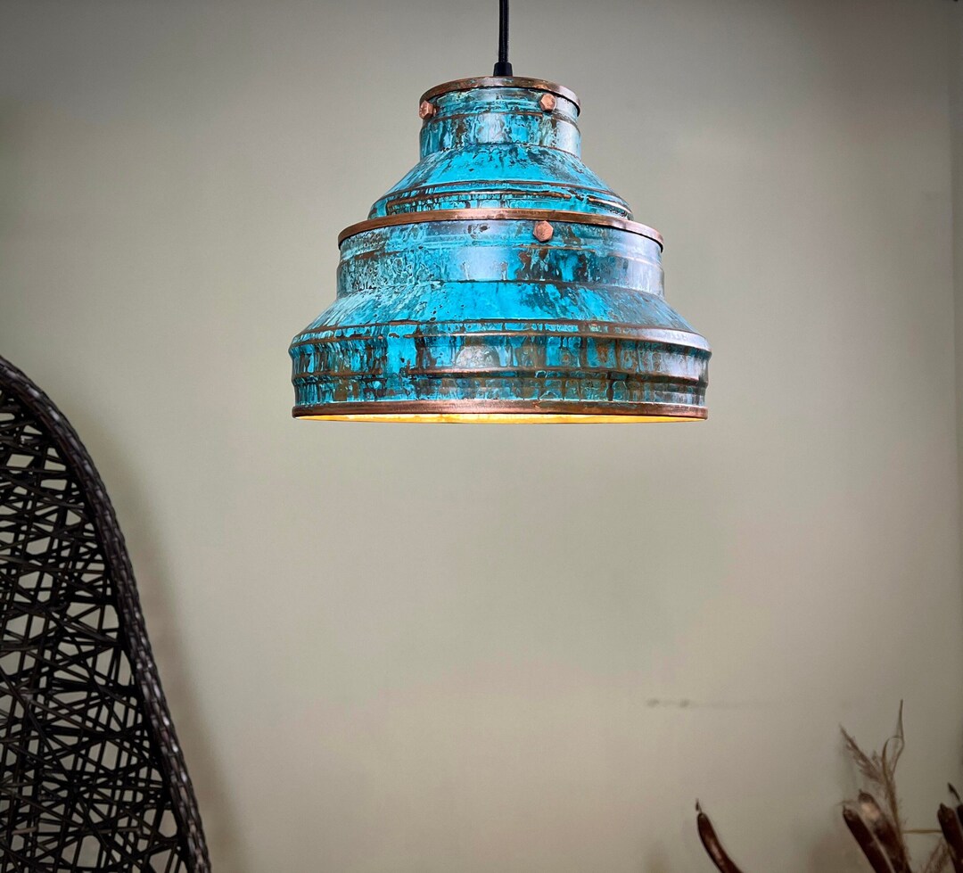 Industrial Lighting Copper Lamp patina Light Fixture - Etsy