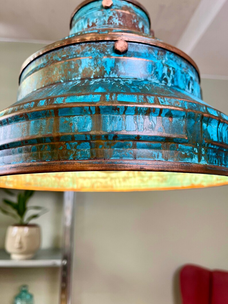 Industrial Lighting Copper Lamp patina Light Fixture - Etsy
