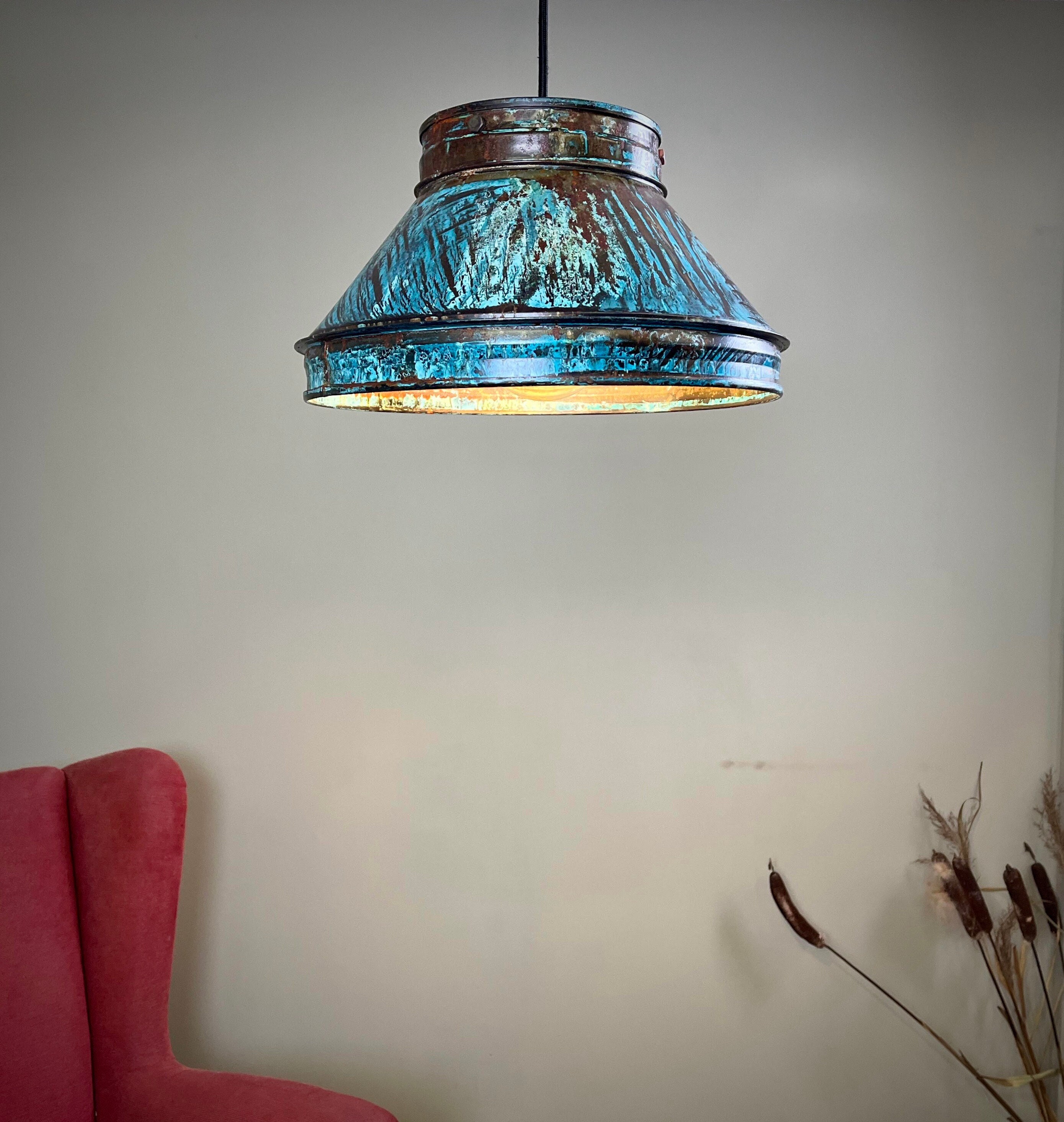 Industrial Lighting Copper Lamp patina Light Fixture - Etsy