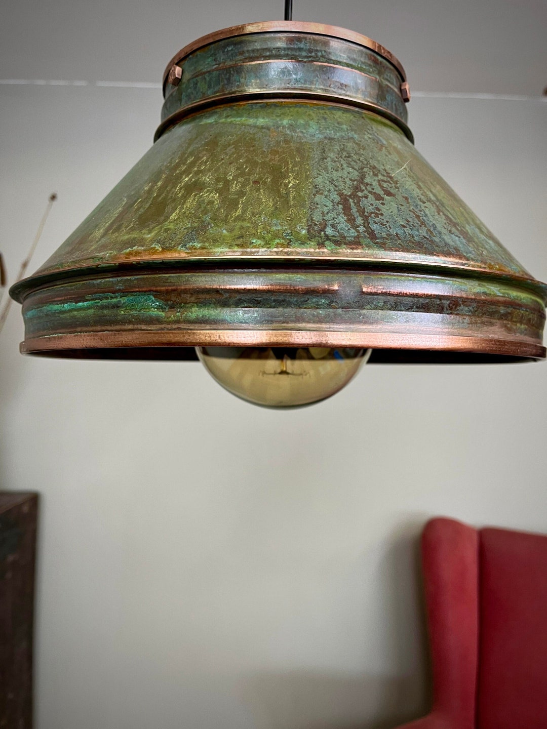 Industrial Lighting , Copper Lamp ,patina Light Fixture ,rustic ...