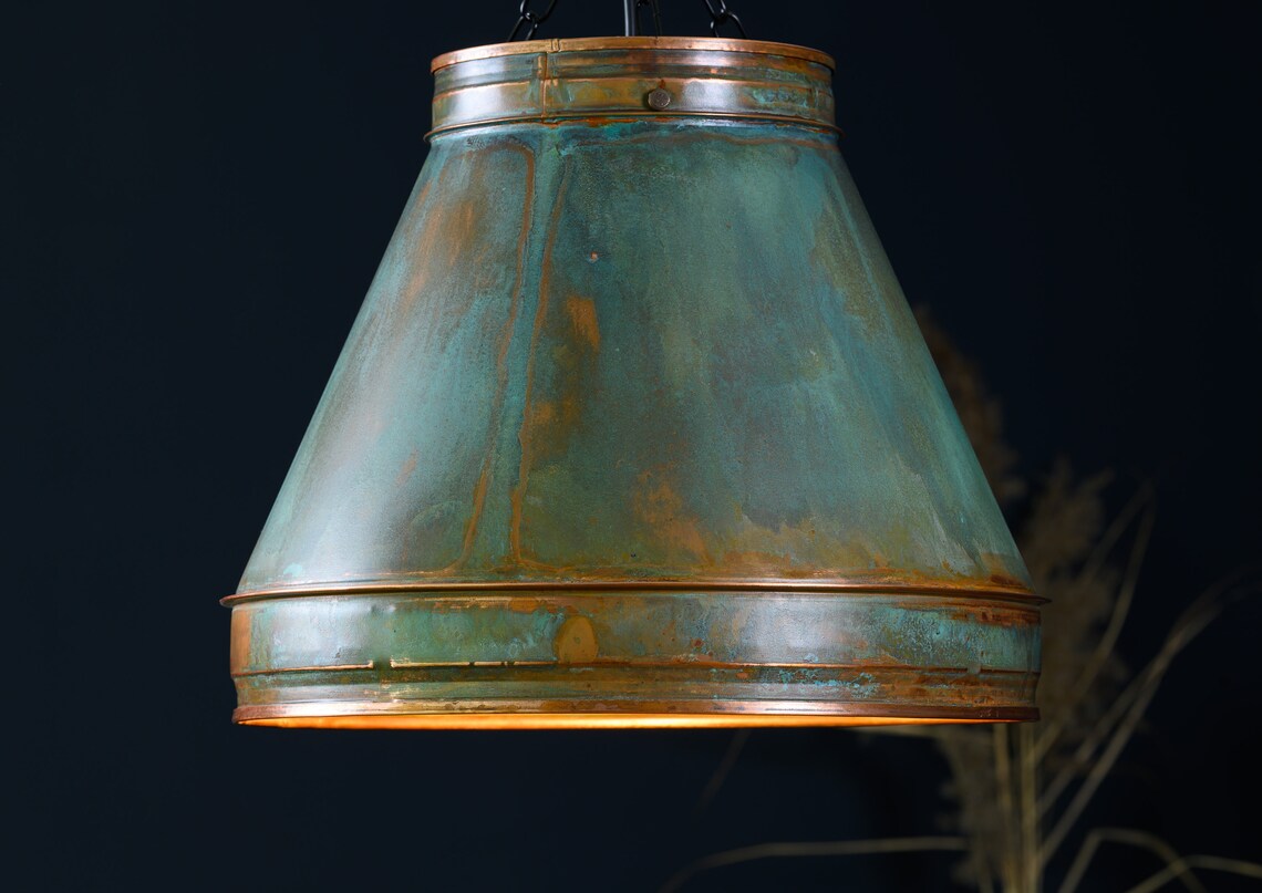Industrial Lighting Copper Lamp patina Light Fixture - Etsy